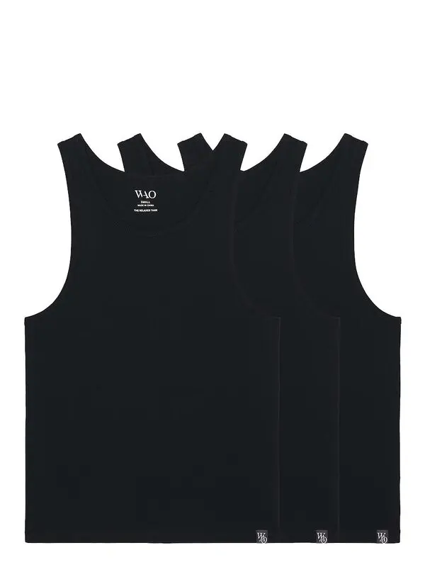 WAO The Relaxed Tank 3 Pack - Black