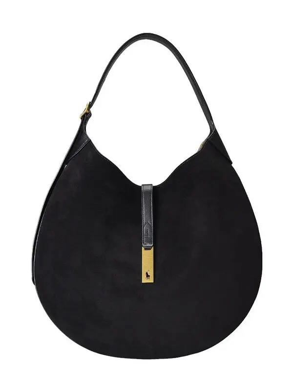 Polo Ralph Lauren Suede Shoulder Bag - Black