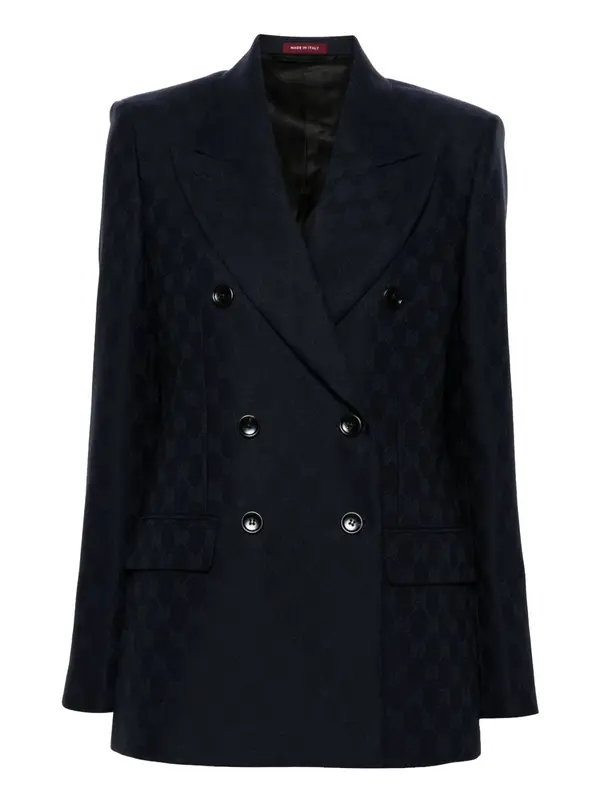 Gucci Gg Jacquard Wool Blazer - Blue