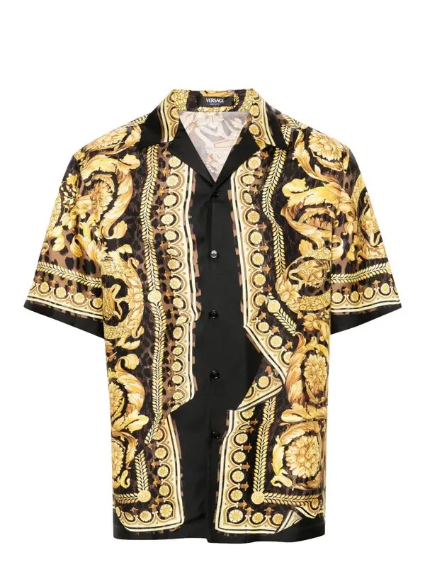 Versace Wild Barocco Silk Shirt - Black