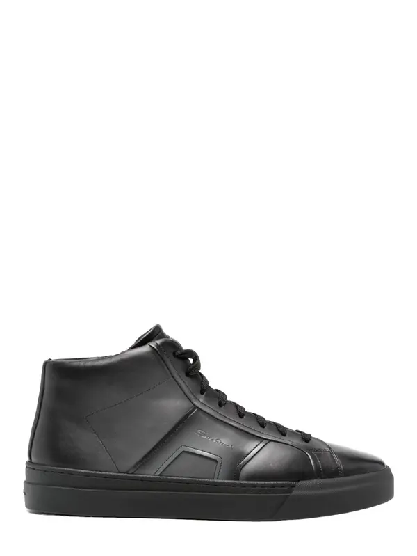 Santoni Logo-debossed Leather Sneakers - Grey