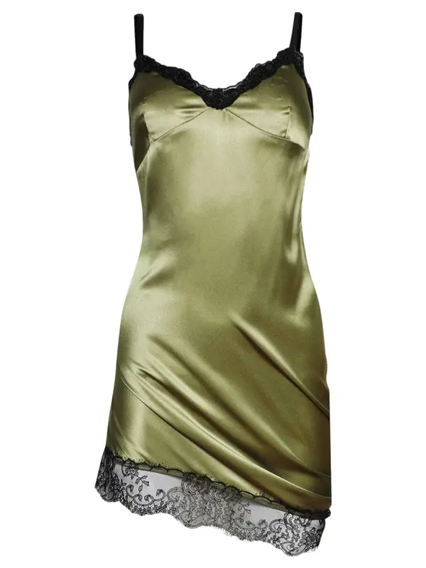 Attico Asymmetric Mini Dress - Green