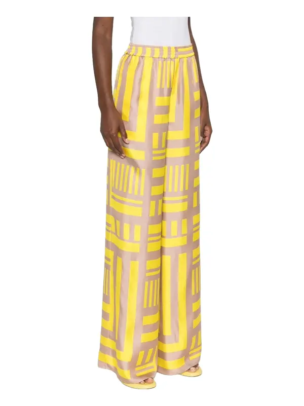 Fendi Ff Labyrinth-print Silk Trousers - Yellow