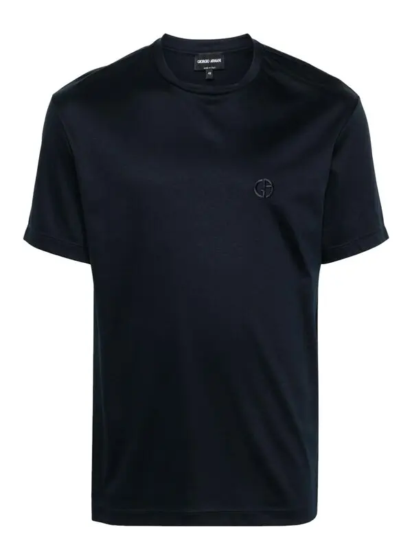Giorgio Armani Logo-embroidered T-shirt - Blue