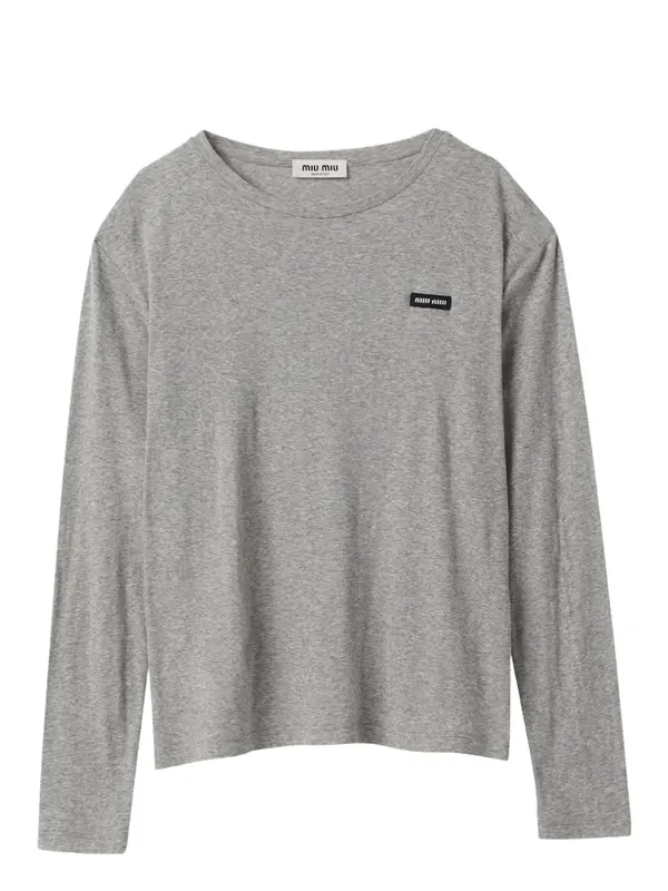 Miu Miu Logo-patch T-shirt - Grey