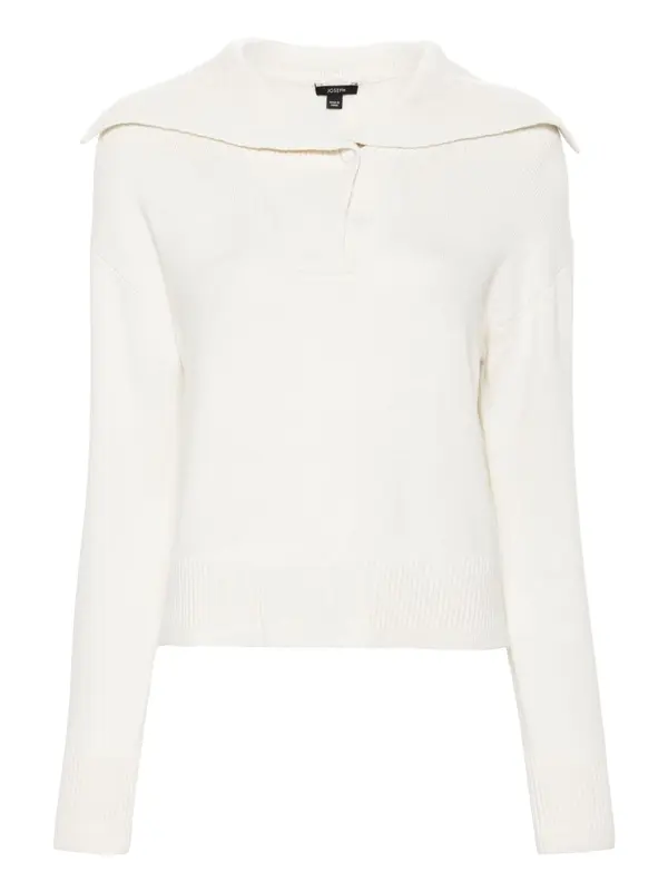 JOSEPH Knitted Polo Sweater - White