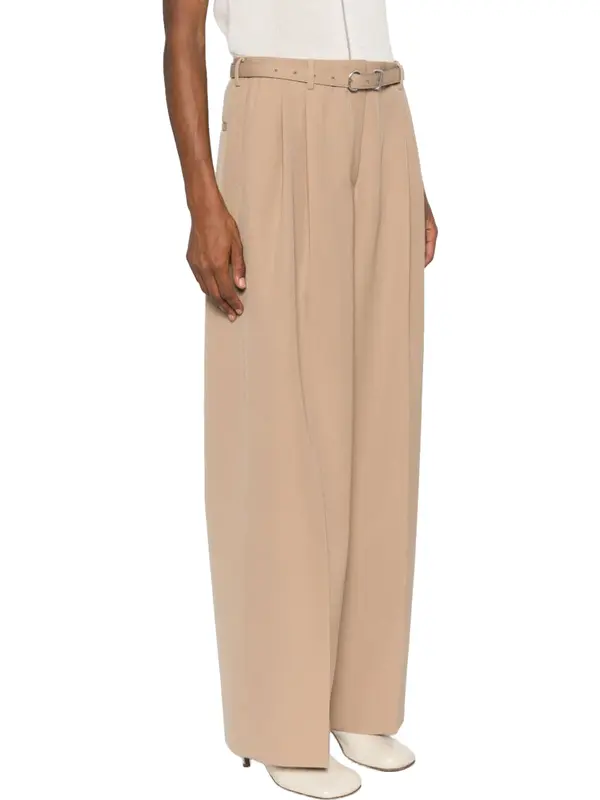 JIL SANDER Belted Wide Leg Trousers - Brown