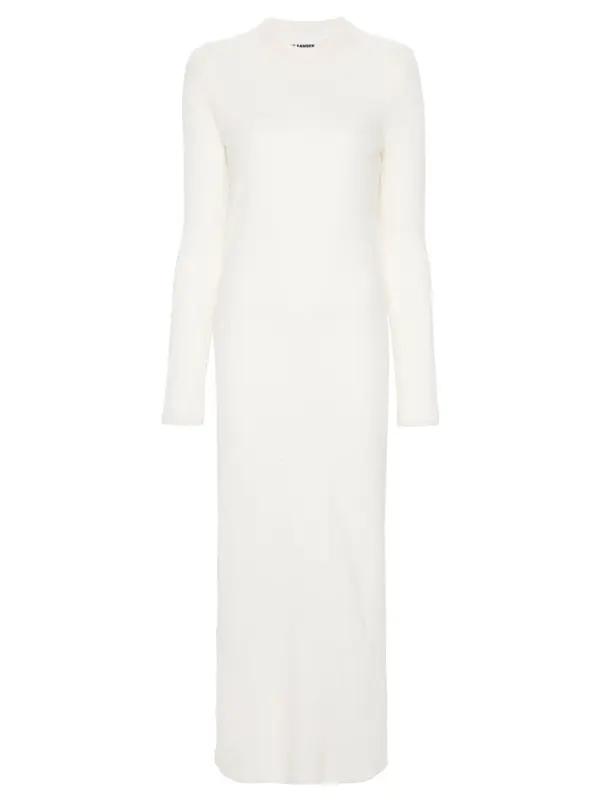 JIL SANDER Layered Wool Midi Dress - White