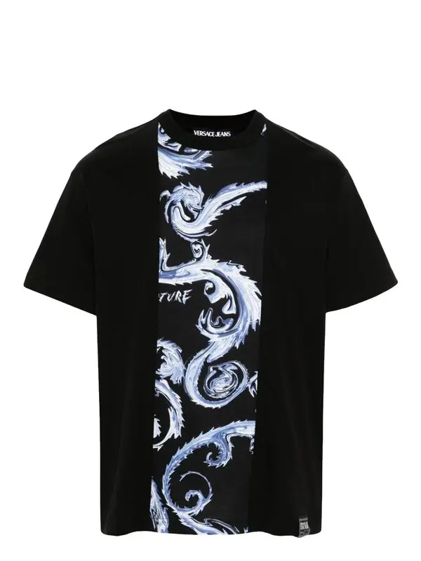 Versace Barocco-print Cotton T-shirt - Black
