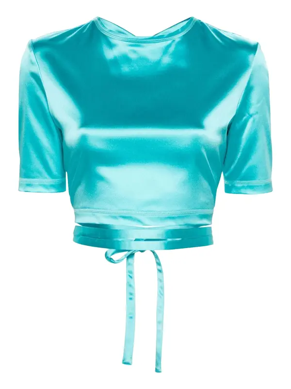 Patou Open-back Satin Top - Blue