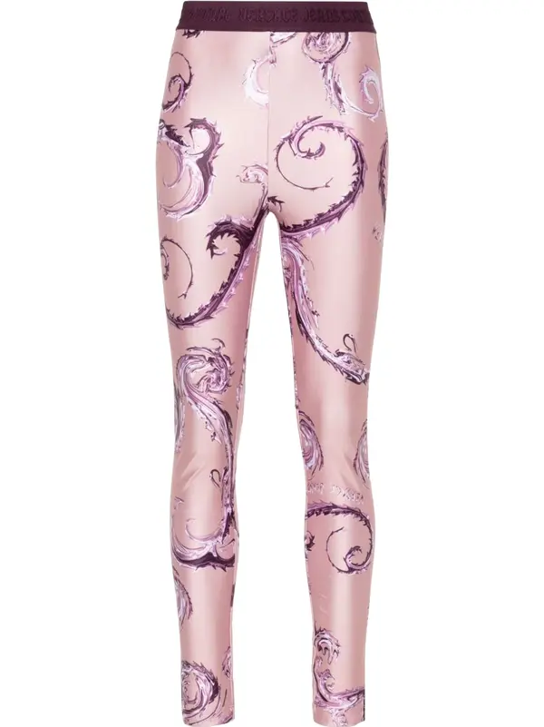 Versace Chromo Couture-print Leggings - Pink