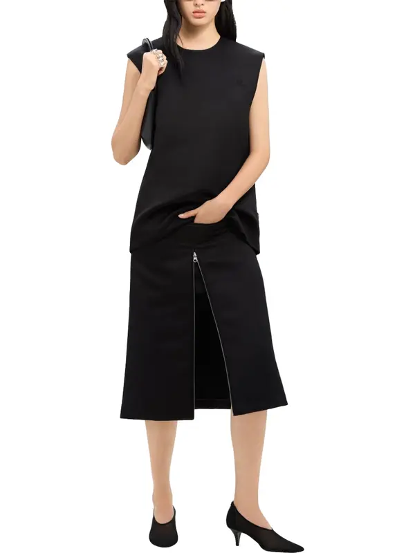 COURREGES Zip-detail Satin Midi Skirt - Black