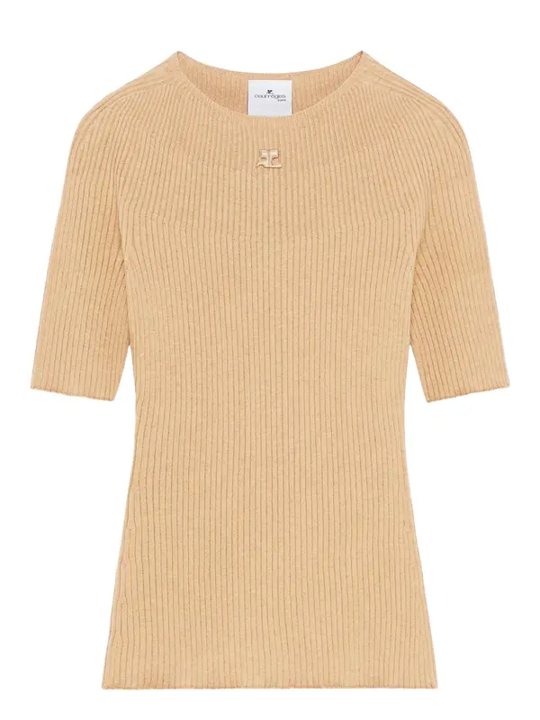 COURREGES Ribbed Knit Sweater - Neutrals