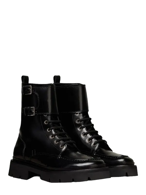 Ami Double-buckle Leather Boots - Black