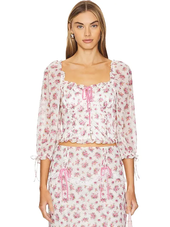 For Love & Lemons Etienne Top - Pink