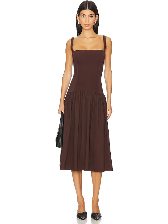 WeWoreWhat Smocked Drop Waist Midi Dress - Muted Eggplant