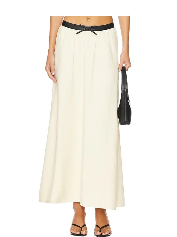 WeWoreWhat Bow Maxi Skirt - Wood Ash & Black