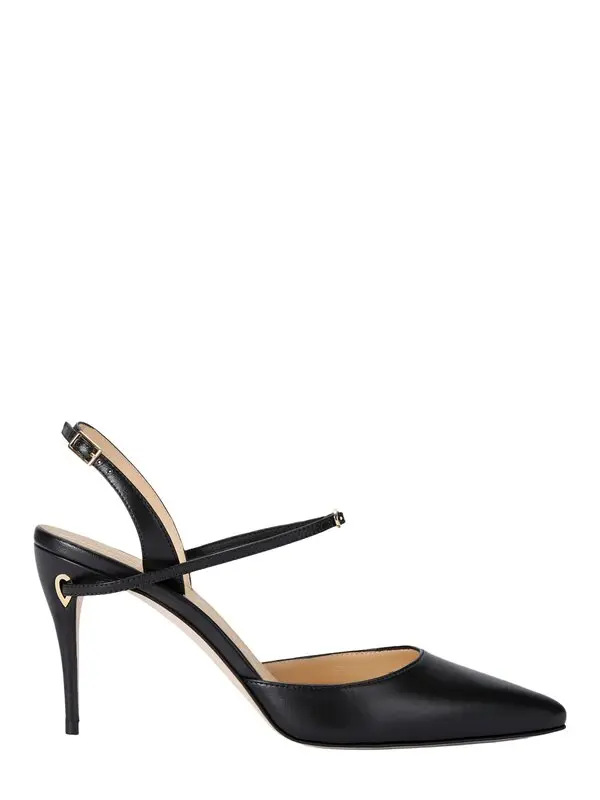 Jennifer Chamandi Leather Vittorio Slingback Pumps - Black