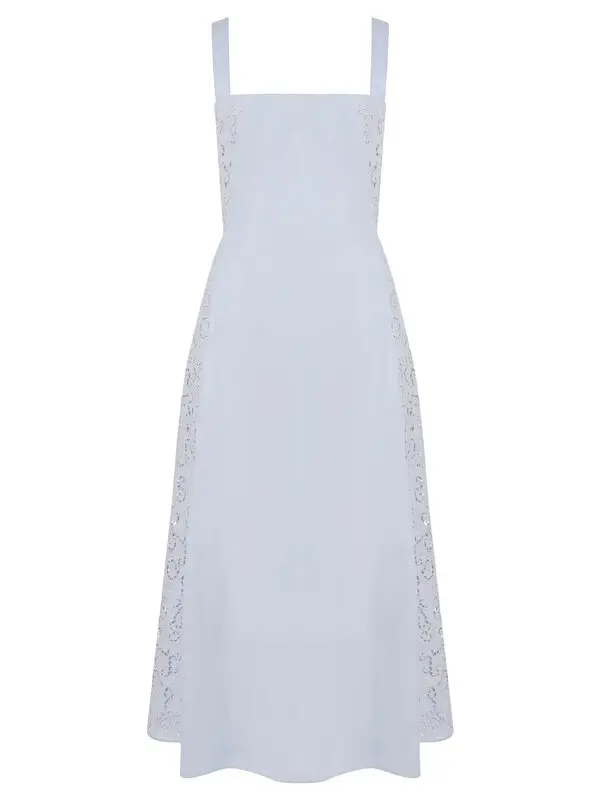 Gabriela Hearst Lenya Lace Dress In Sea Island Cotton Poplin - Light Blue