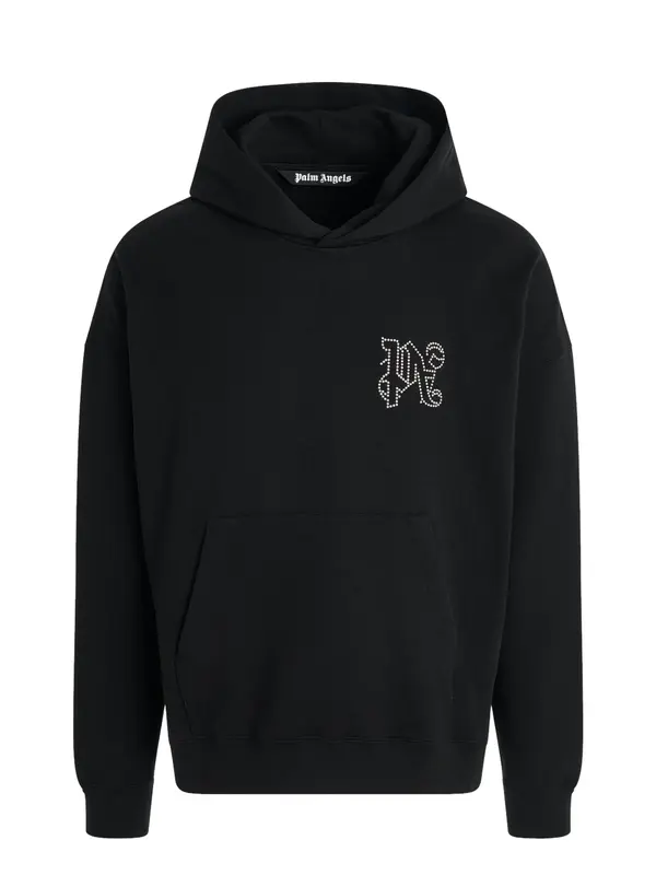 Palm Angels Logo-embellished Hoodie - Black