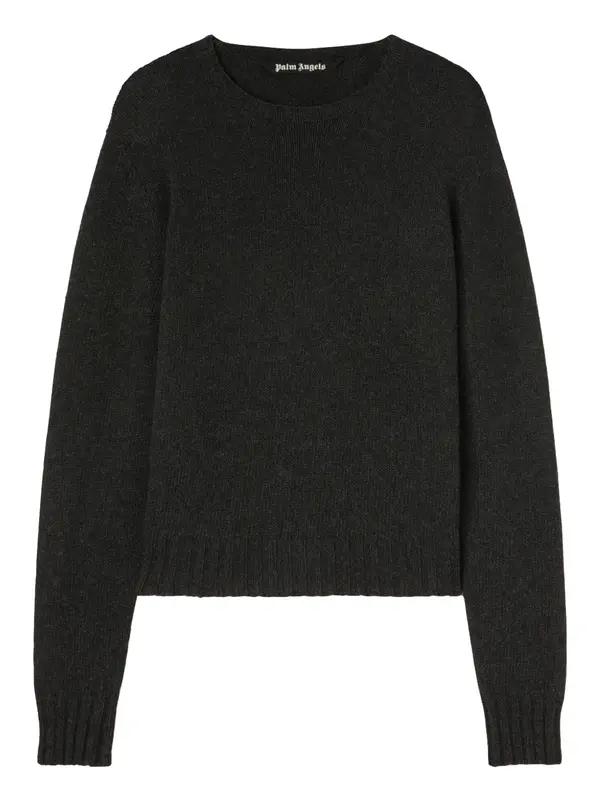 Palm Angels Curved-logo Wool Sweater - Grey