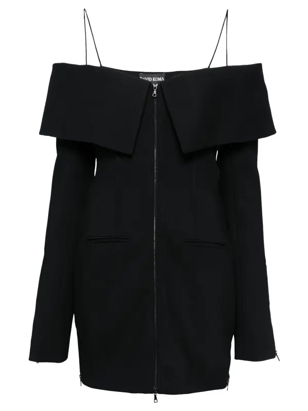 David Koma Layered-shoulder Mini Dress - Black