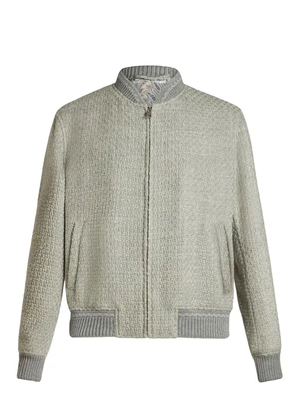 Etro Zip-up Wool Bomber Jacket - Neutrals