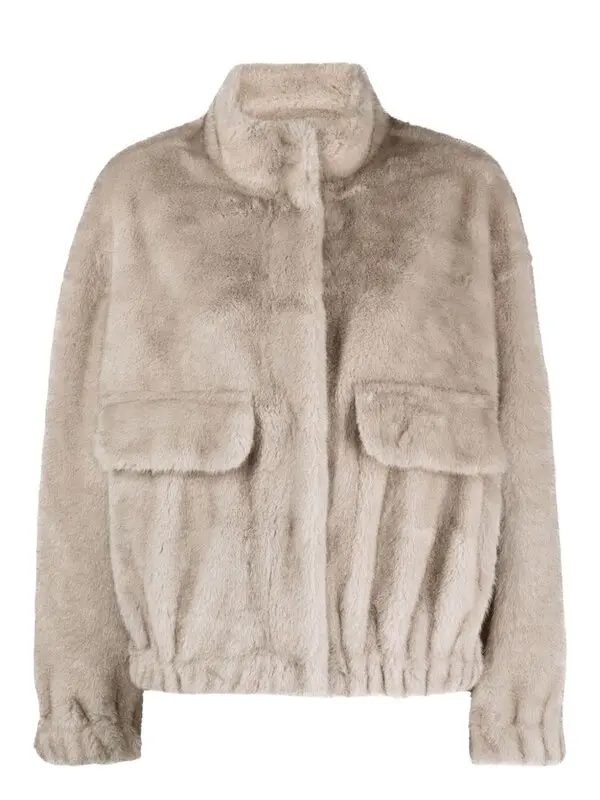 Ba&sh Paros Faux-fur Cropped Jacket - Grey
