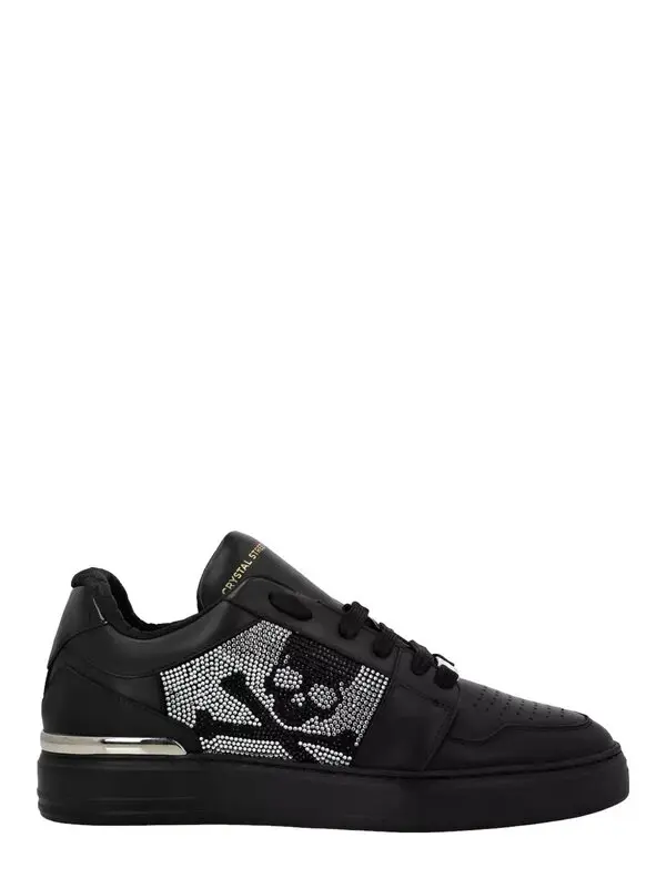 Philipp Plein Crystal Lo-top Leather Sneakers - Black