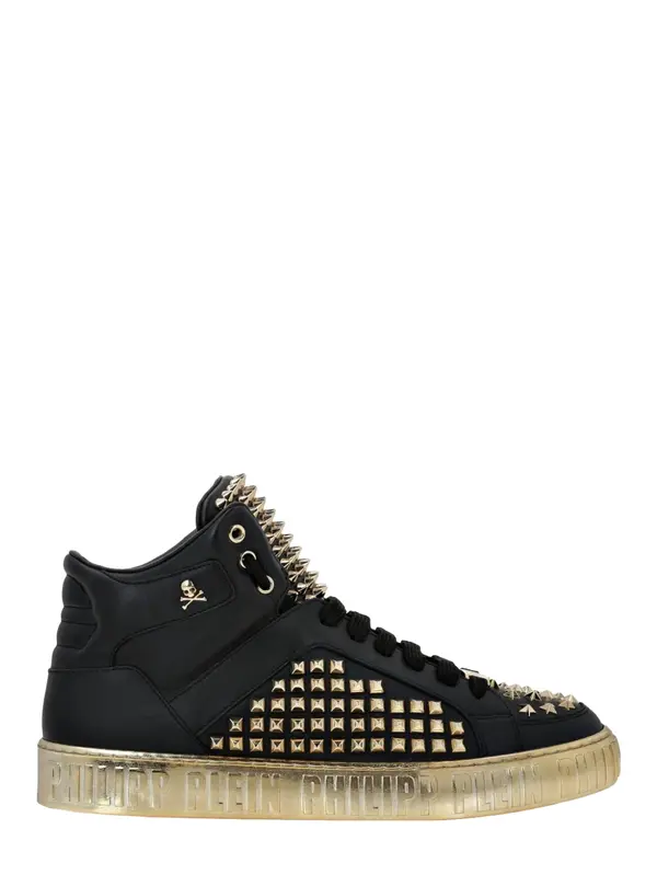 Philipp Plein Mid-top Leather Sneakers - Black