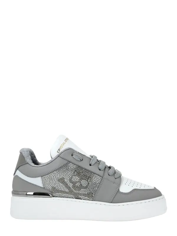 Philipp Plein Crystal Lo-top Leather Sneakers - Grey