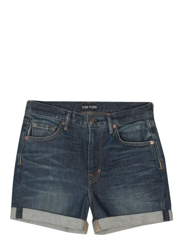 TOM FORD Logo-patch Denim Shorts - Blue