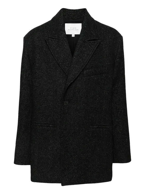 Studio Nicholson Herringbone Coat - Black