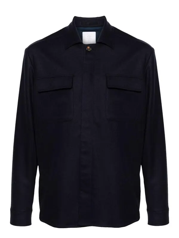 Eleventy Fleece Shirt Jacket - Blue