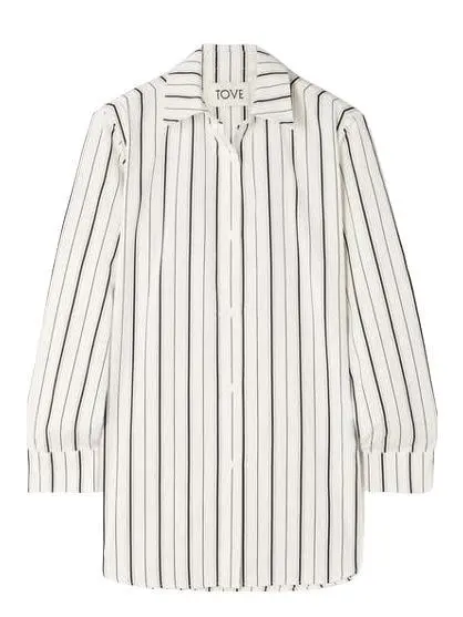 Tove Damita Striped Cotton-poplin Shirt - White