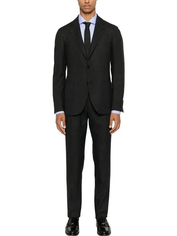 LARDINI Dogtooth Suit - Black