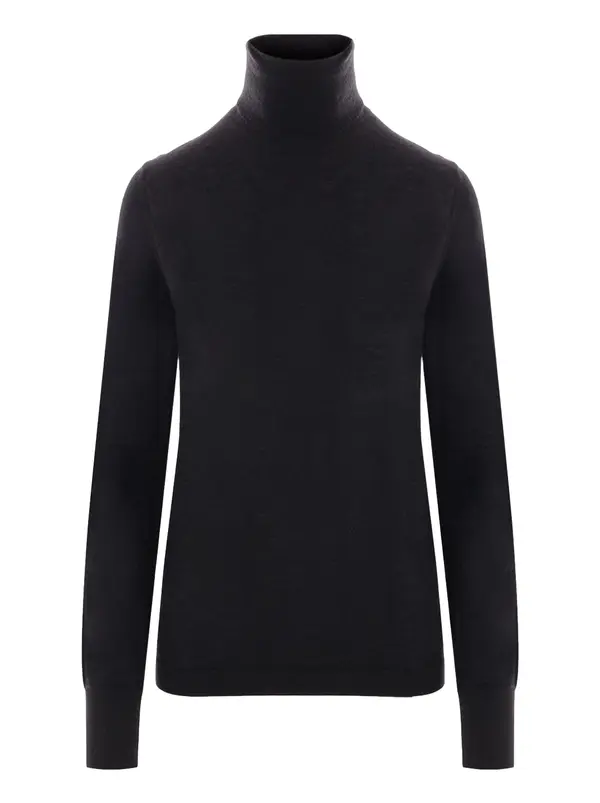 ALLUDE Roll Neck Knit T-shirt - Black