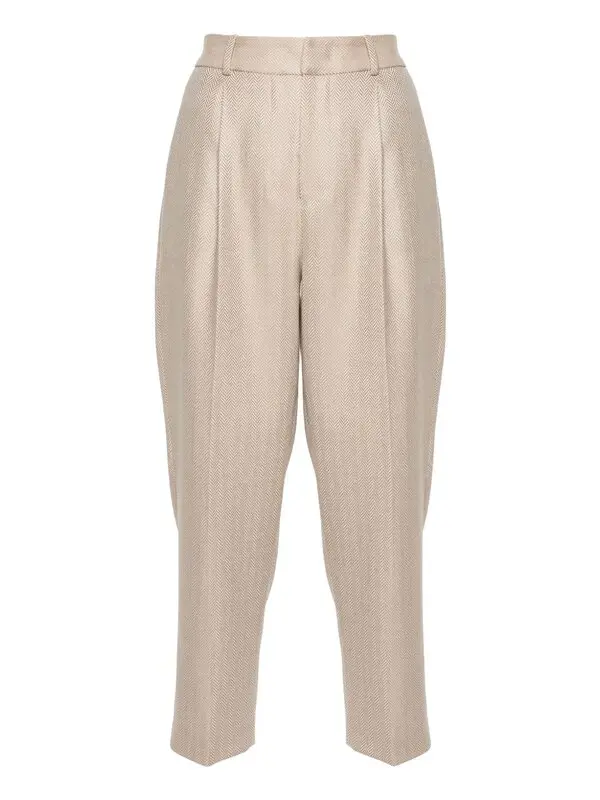 PT TORINO Herringbone Trousers - Neutrals
