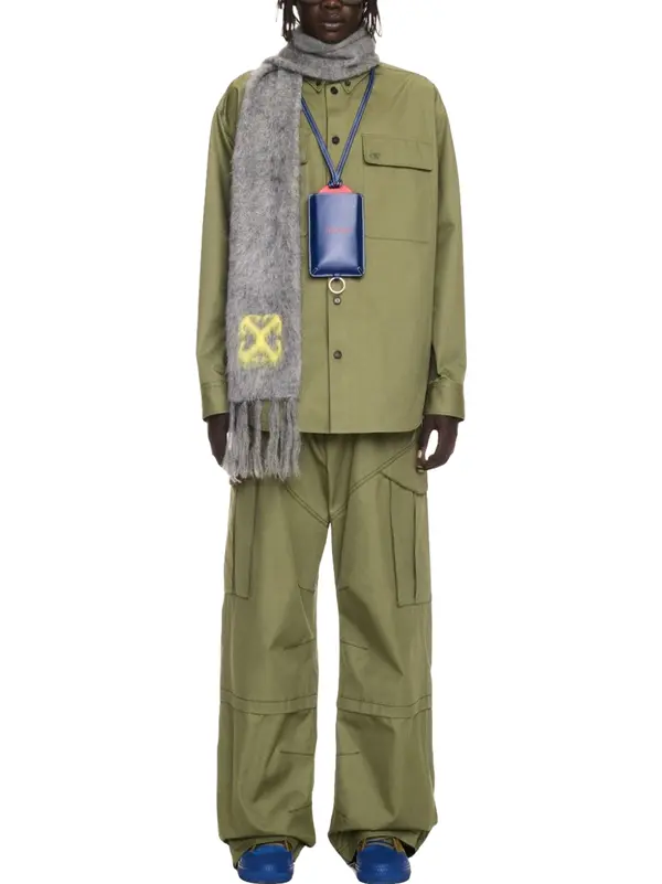 Off-White Embroidered Cargo Trousers - Green