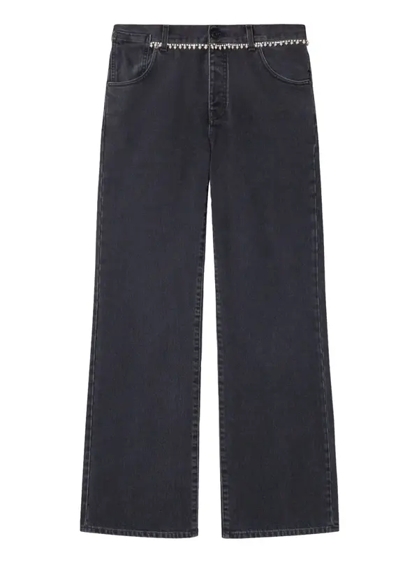 Off-White Belted Wide Leg Jeans - Black