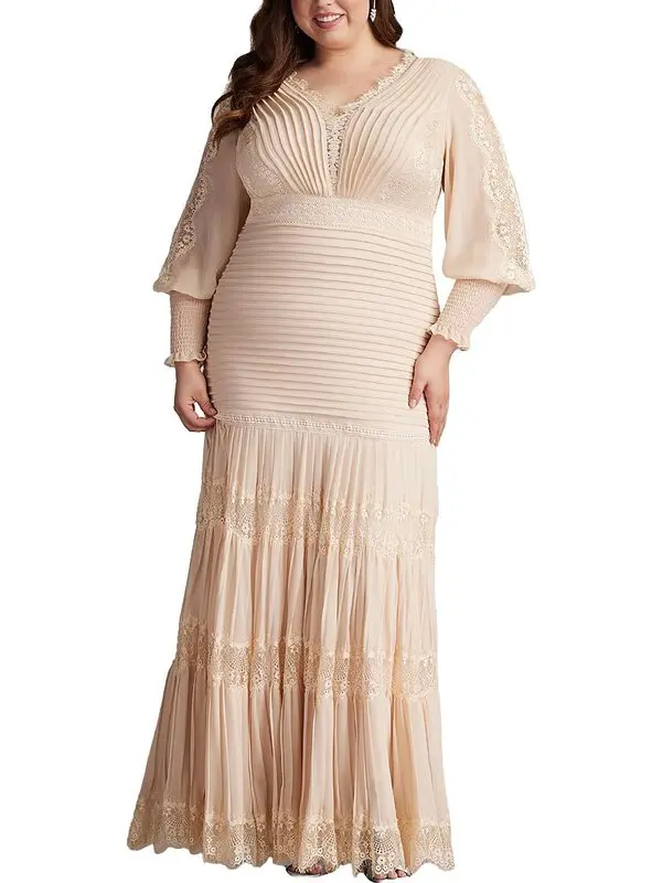 Tadashi Shoji Nyssa Bishop Sleeve Gown - Taupe