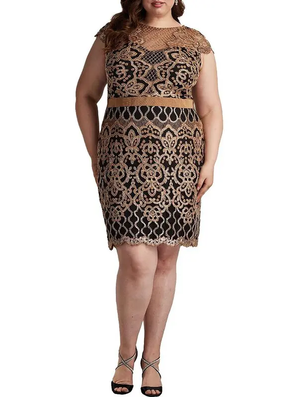 Tadashi Shoji Miranda Sequin Embroidered Dress - Bronze