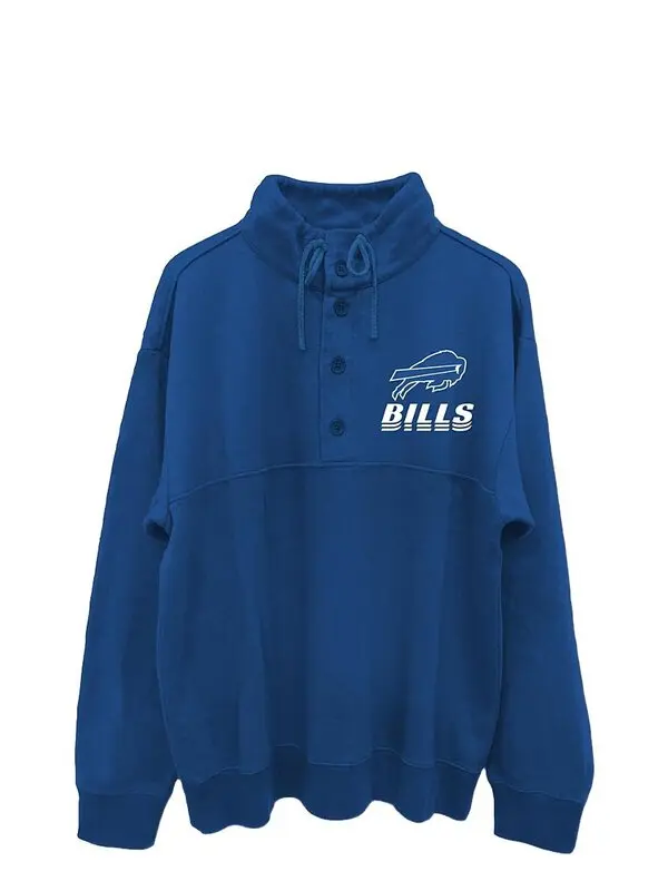Junk Food Clothing Nfl Buffalo Bills 1/4 Button Up Sweatshirt - Liberty