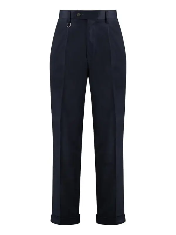 PAOLO PECORA Cotton-blend Trousers - Blue