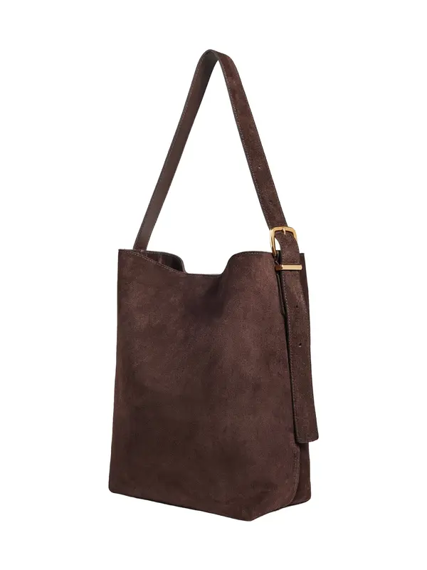 Madewell Suede Bucket Tote - Dark Carob
