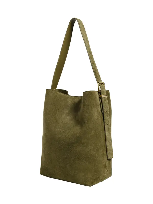 Madewell Suede Bucket Tote - Shaded Olive Suede