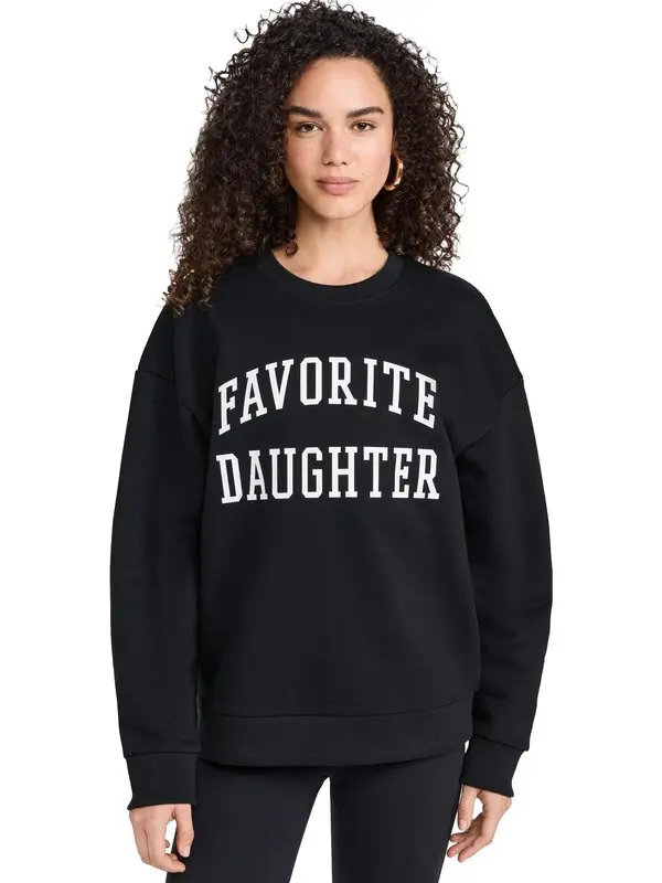 FAVORITE DAUGHTER Collegiate Fleece Sweatshirt - Black/white