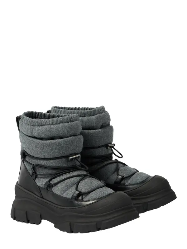 Brunello Cucinelli Leather-trimmed Snow Boots - Black