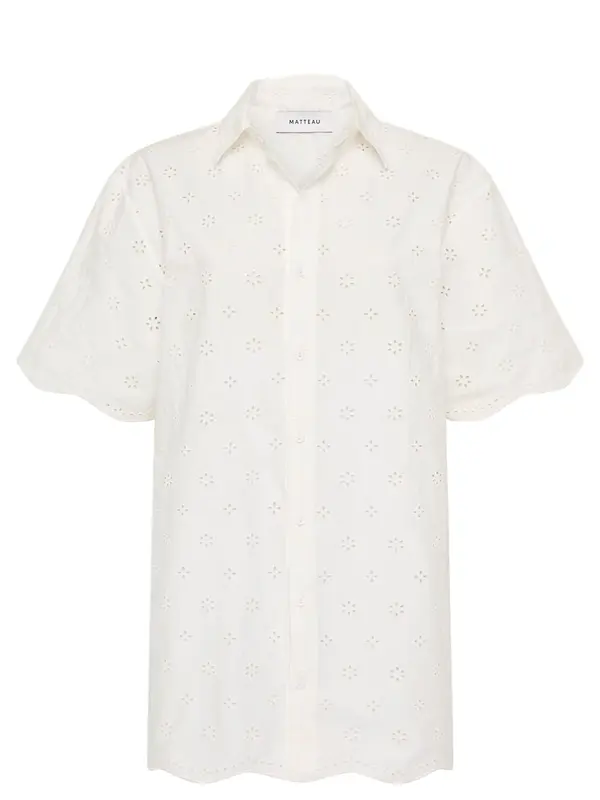 Matteau Broderie Mini Shirtdress - Floral Broderie White