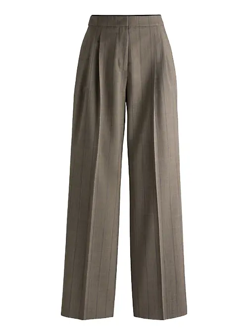 Hugo High-rise Wide-leg Stretch Wool-blend Trousers - Open Miscellaneous